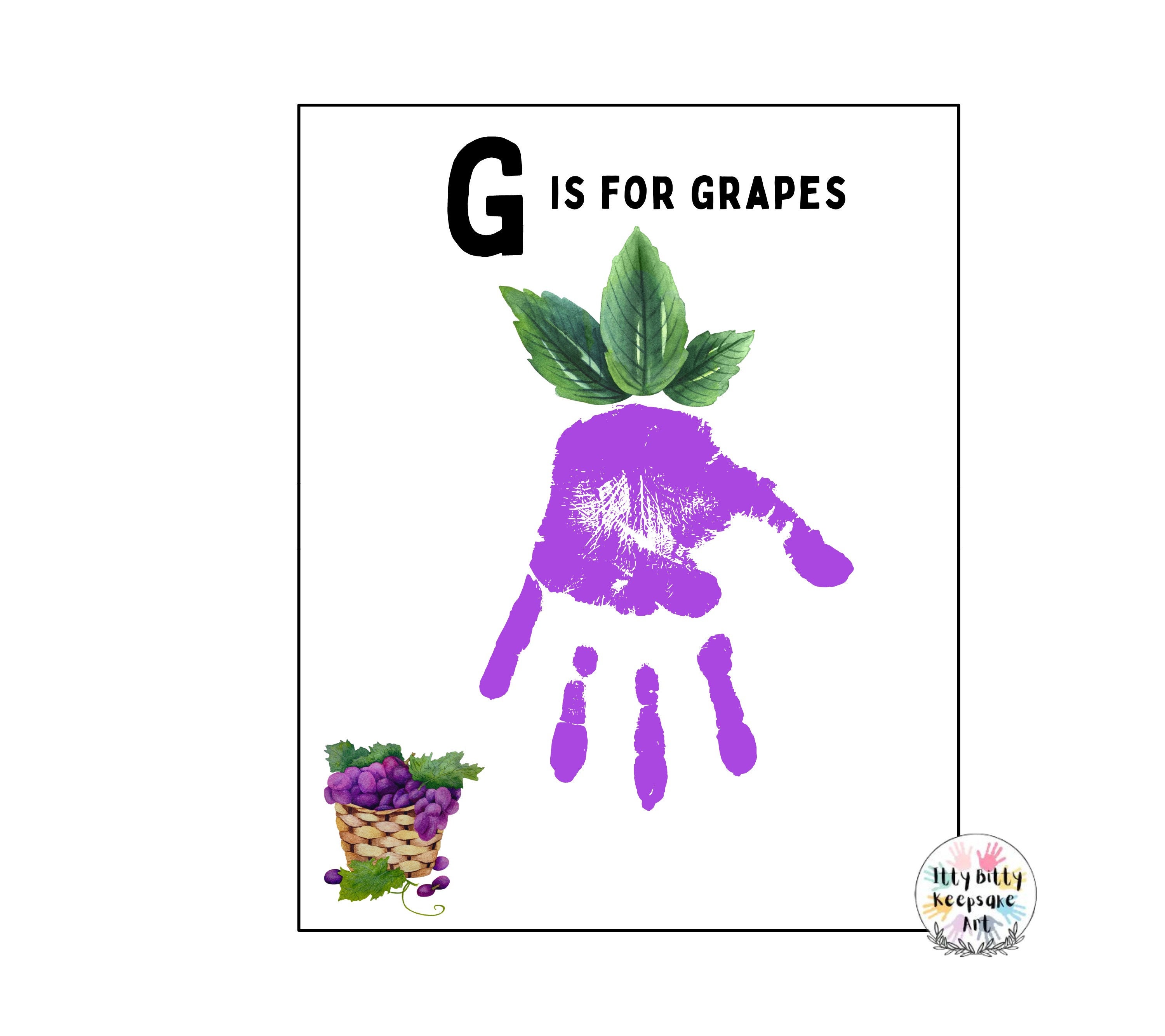 G is for Grapes Handprint Template / Letter G / DIY Alphabet Craft ...