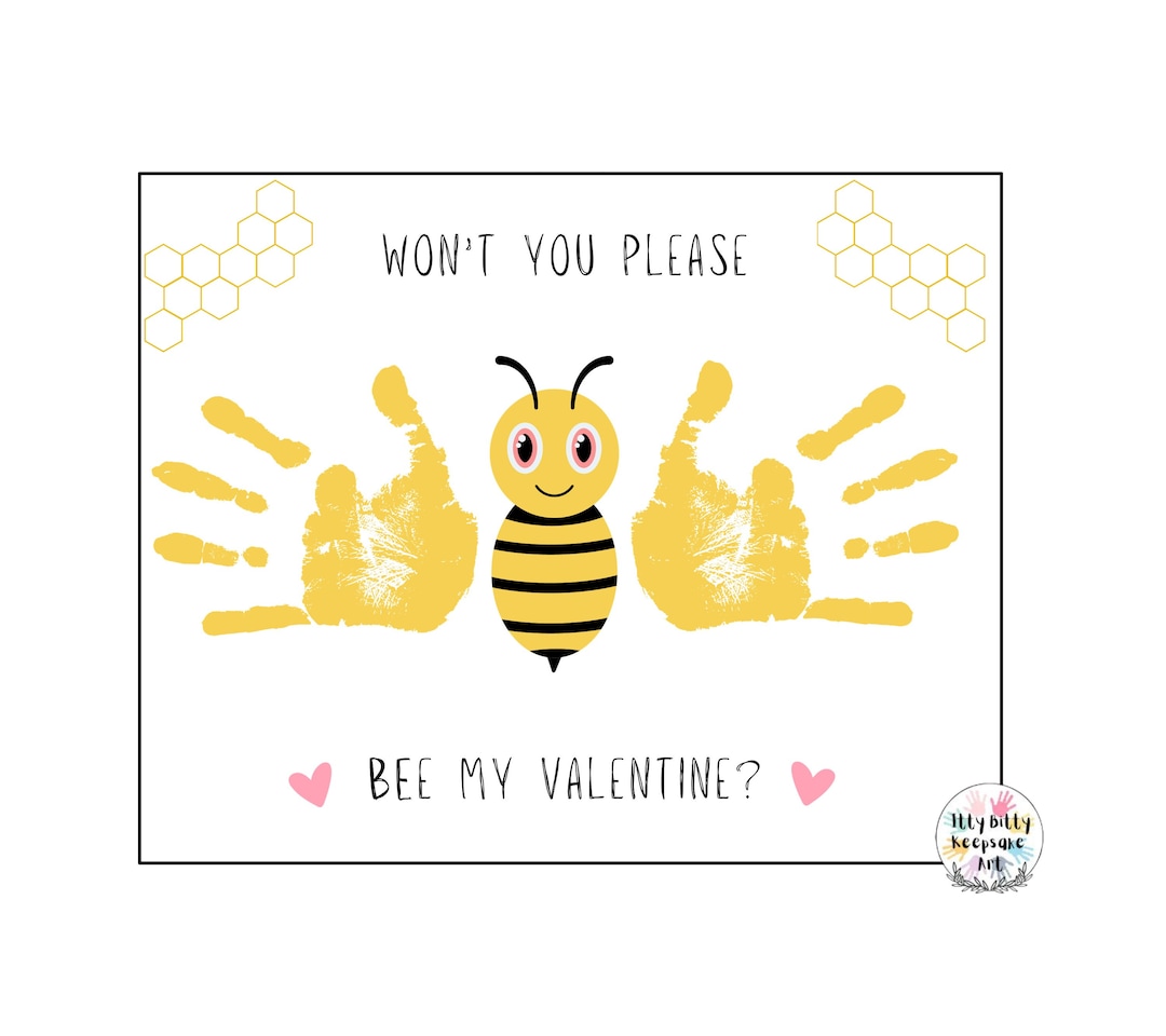 Valentine’s Day Handprint / Bee Mine Valentine / Preschool Crafts ...