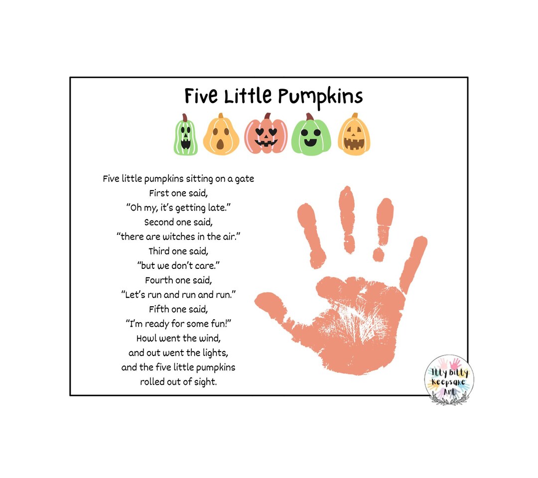 Five Little Pumpkins Handprint Art: DIY Fall Craft (digital Download ...