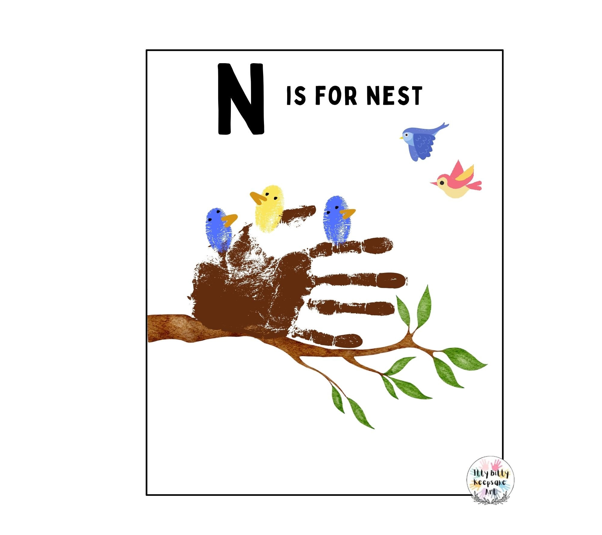 N is for Nest Handprint Template / Letter N / DIY Alphabet Craft ...