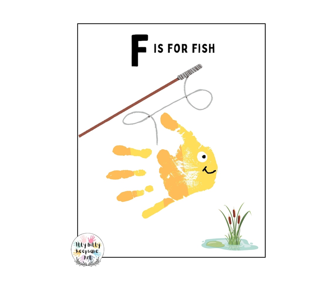 F is for Fish Handprint Art Template: Letter F (digital Download) - Etsy