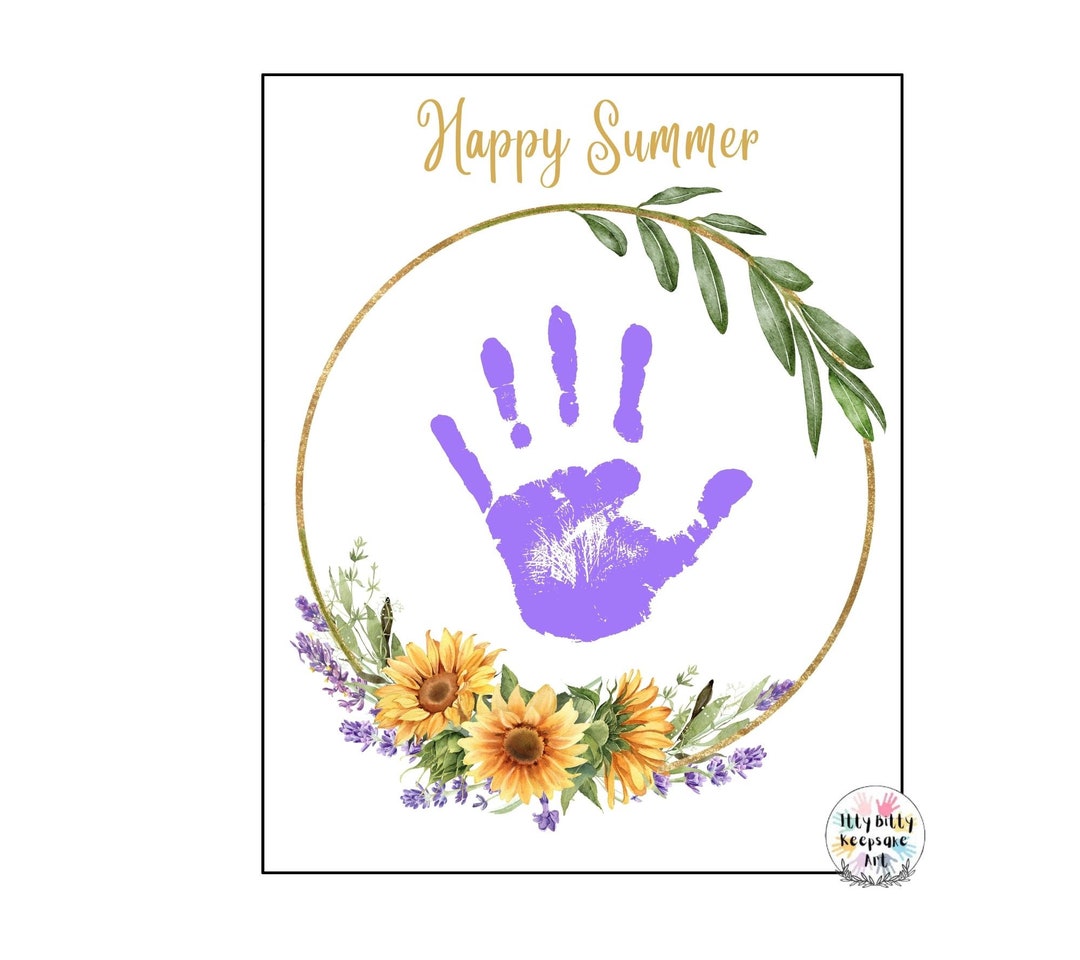 Happy Summer Handprint Wreath Template / DIY Summer Handprint Craft - Etsy