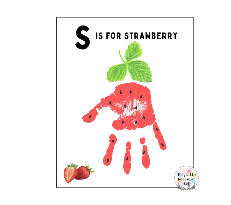 S is for Strawberry Handprint Template / Letter S / DIY Alphabet Craft ...