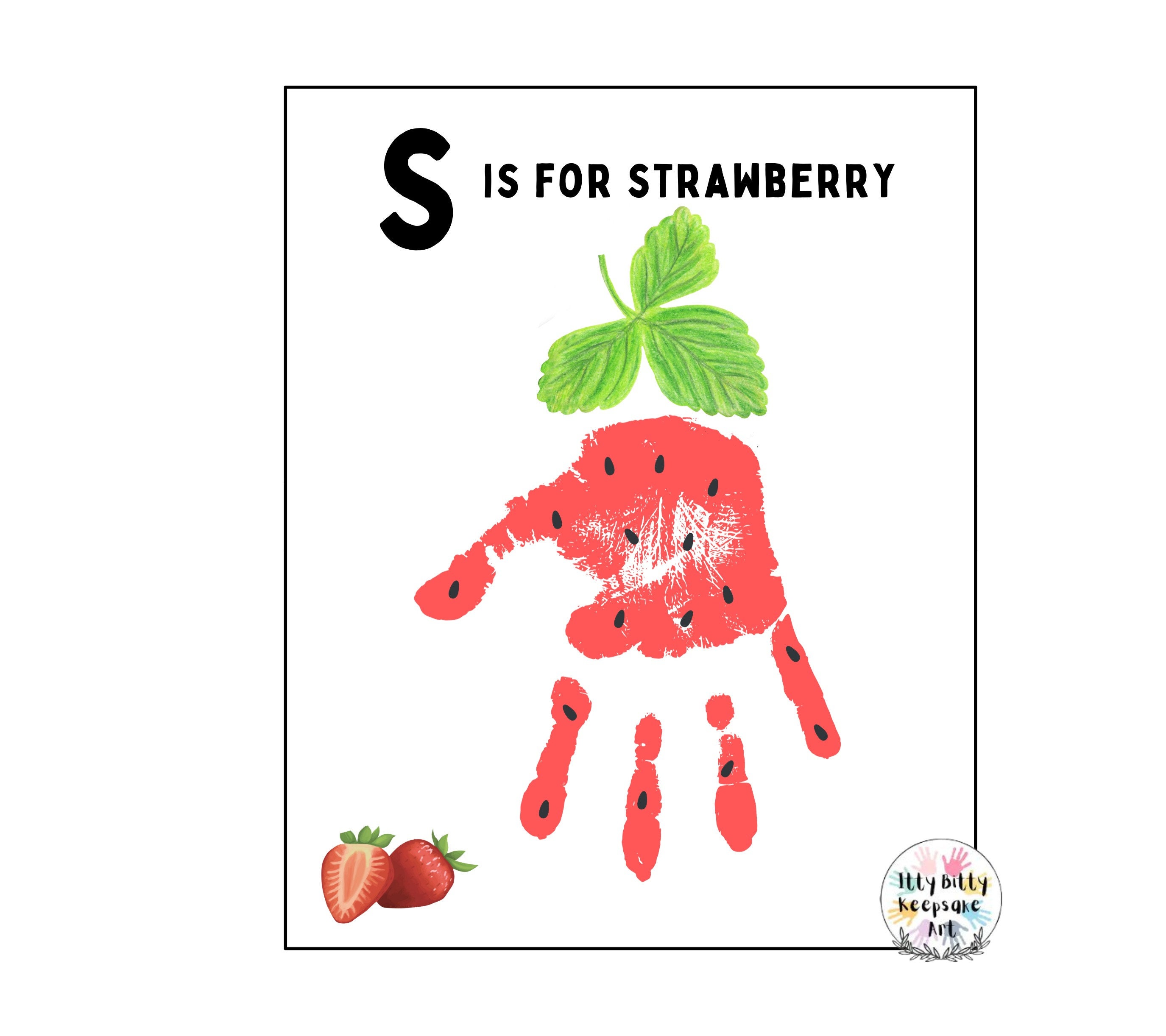 S is for Strawberry Handprint Template / Letter S / DIY Alphabet Craft ...
