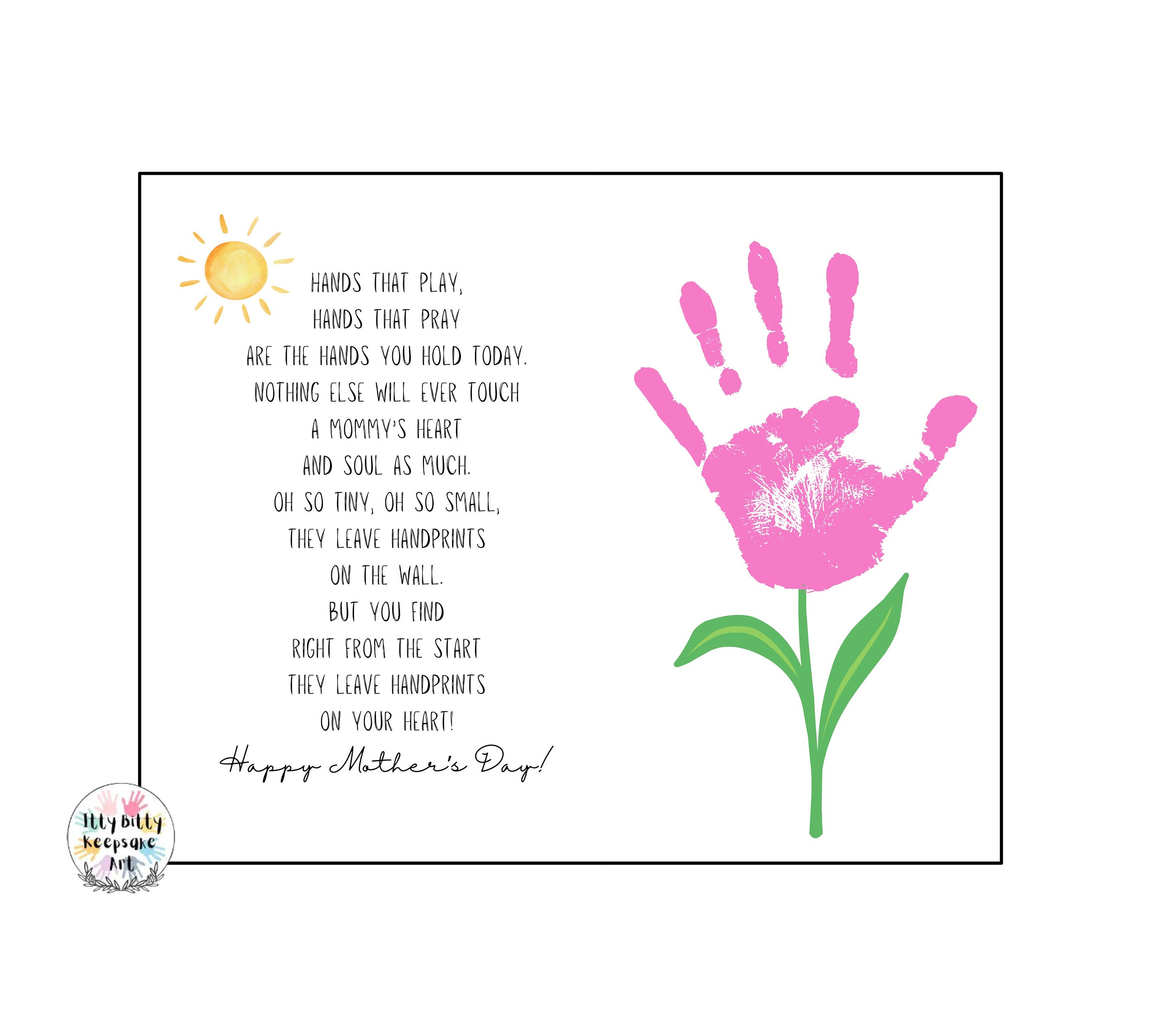 Mother's Day Handprint Craft Printable Template / Spring Crafts ...