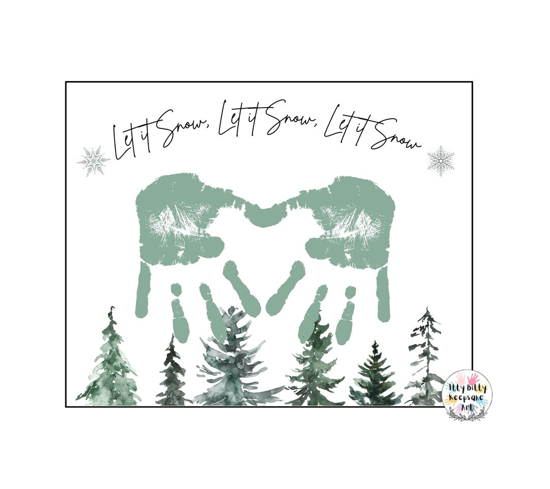 Let It Snow Handprint Template / Winter Handprint Art / DIY Printable ...