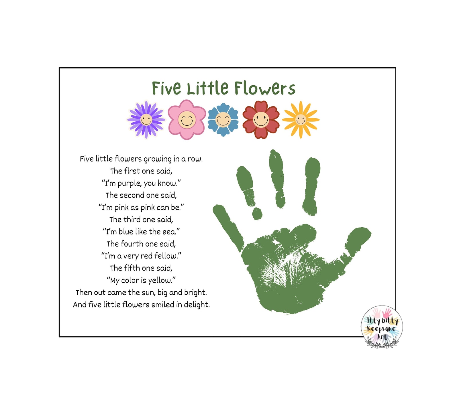 Five Little Flowers Handprint Template / DIY Printable Spring Craft ...