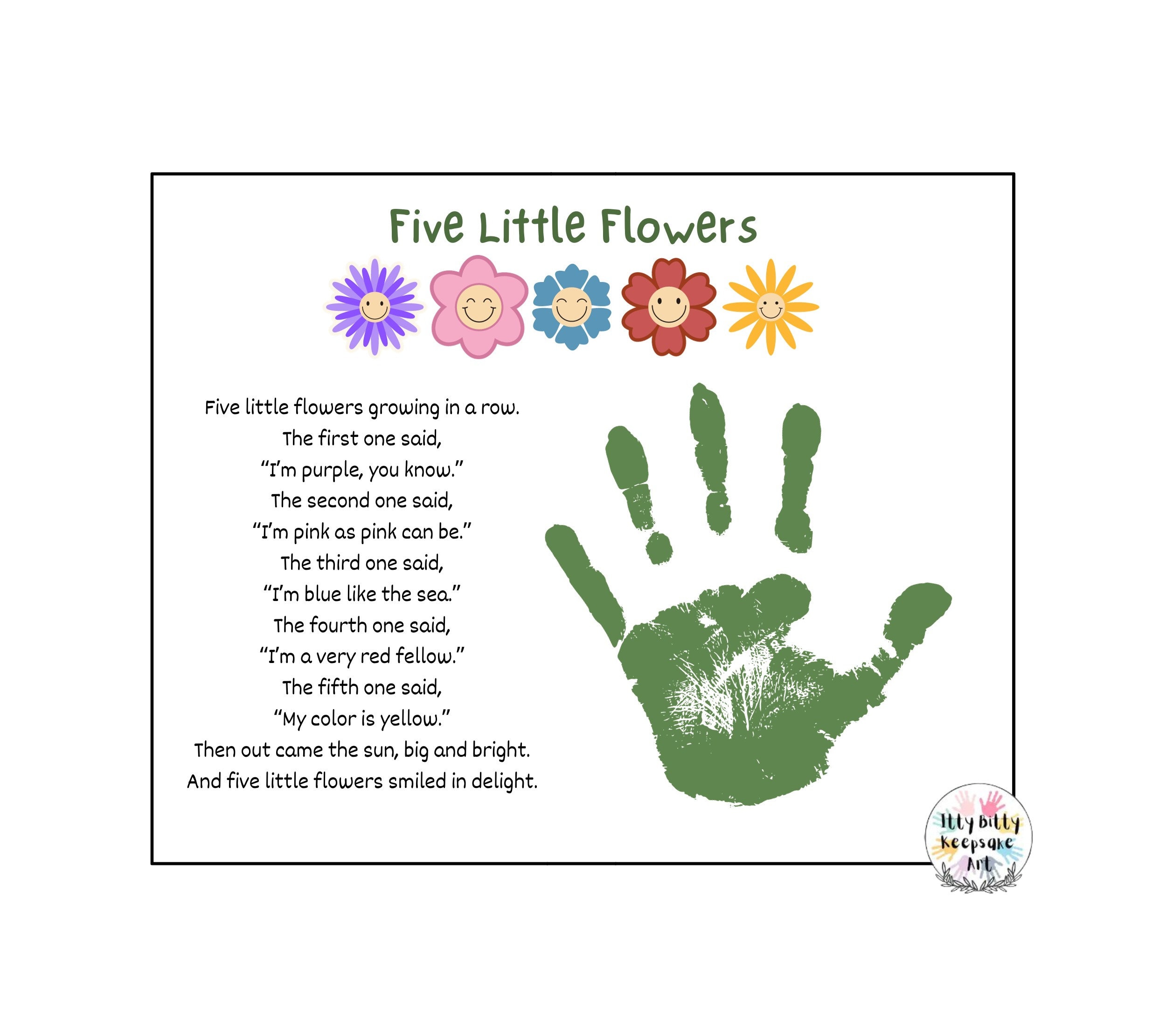 Five Little Flowers Handprint Template / DIY Printable Spring Craft ...