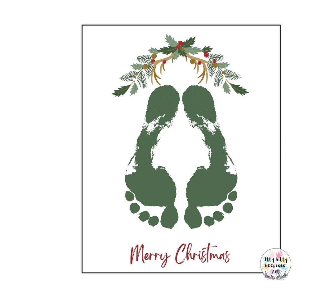 Mistletoe Footprint Art Template: Christmas DIY Craft (digital Download ...
