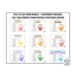 Fall Handprint Art Bundle: Halloween, Thanksgiving, Christmas (digital ...