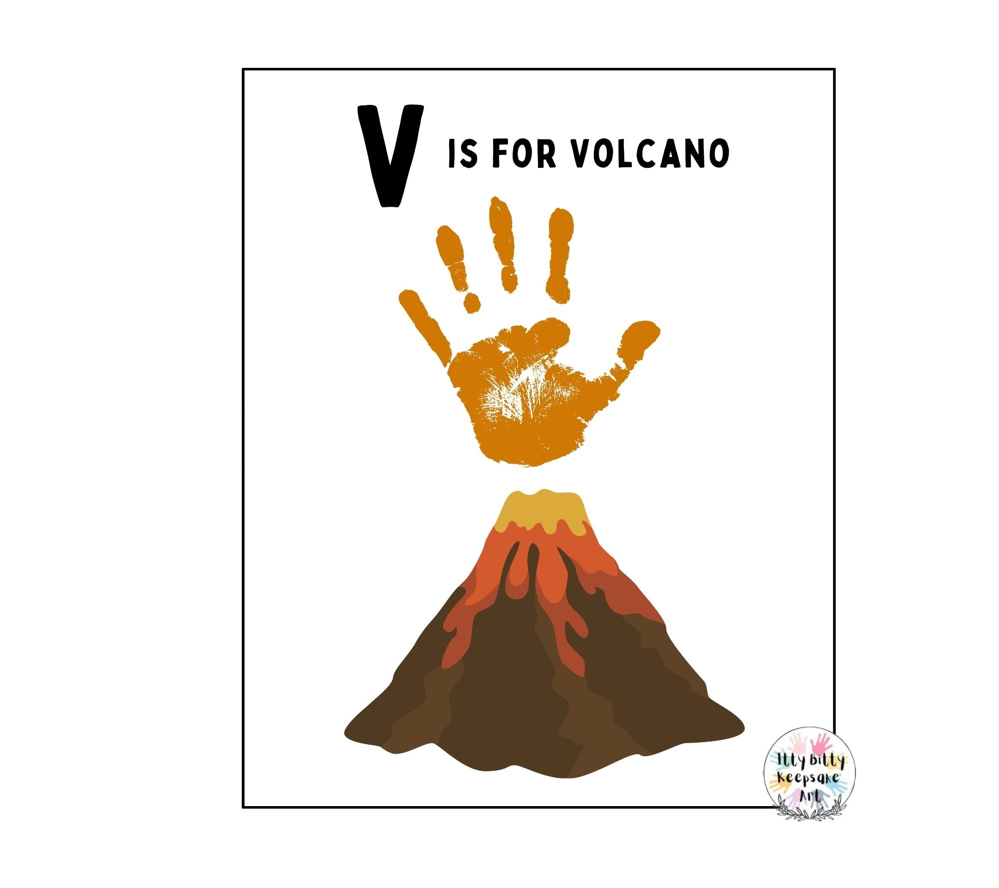 V is for Volcano Handprint Template / Letter V / DIY Handprint Craft ...