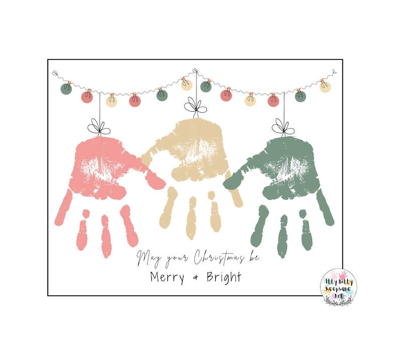 Christmas Lights Handprint Art Template: DIY Kids Craft (digital ...