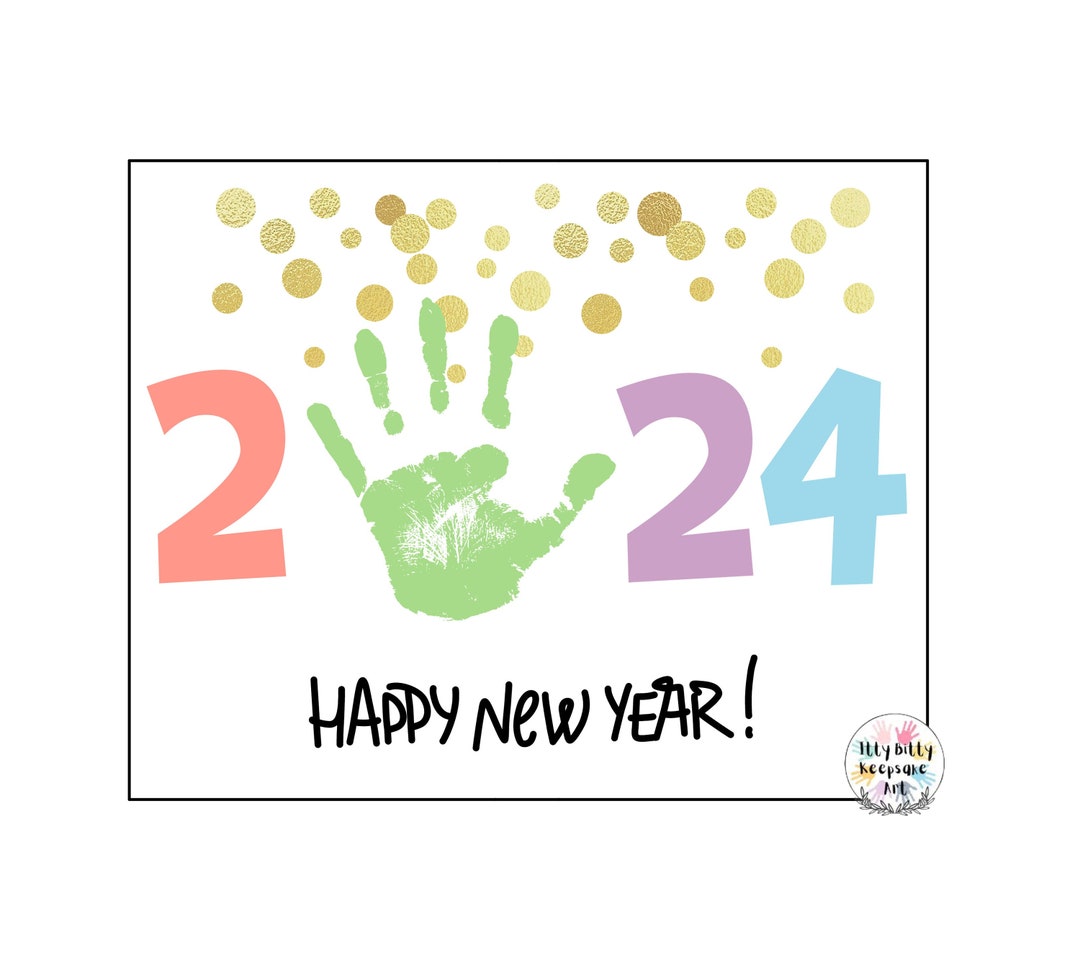 Happy New Year Handprint Template / DIY Printable Winter Craft ...