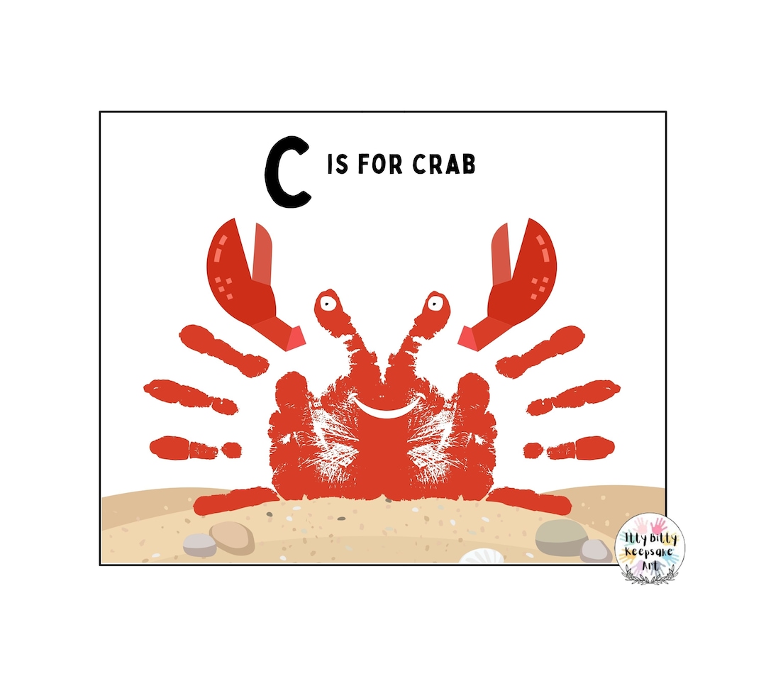 Crab Handprint Art Template: Letter C, DIY Kid's Craft (digital ...