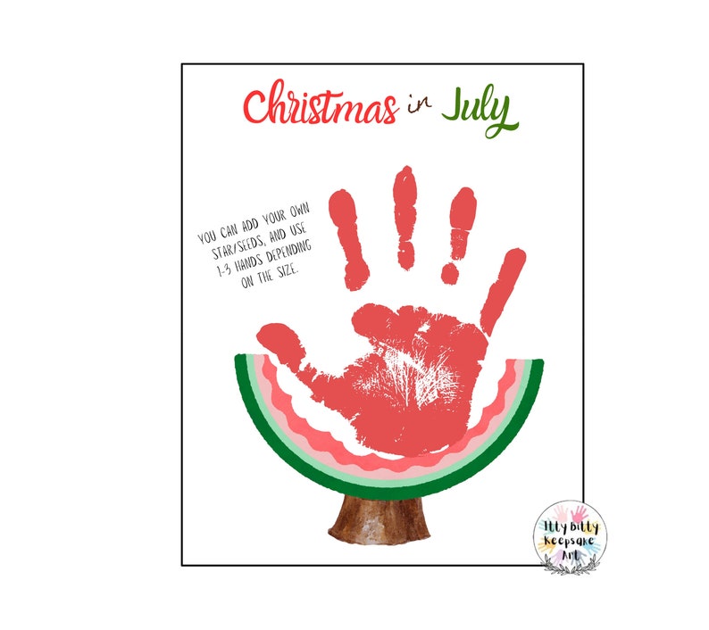 Christmas in July Handprint Watermelon Craft: Printable Template ...