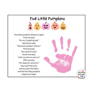 Five Little Pumpkins Handprint Art: Fall Halloween Craft (digital ...