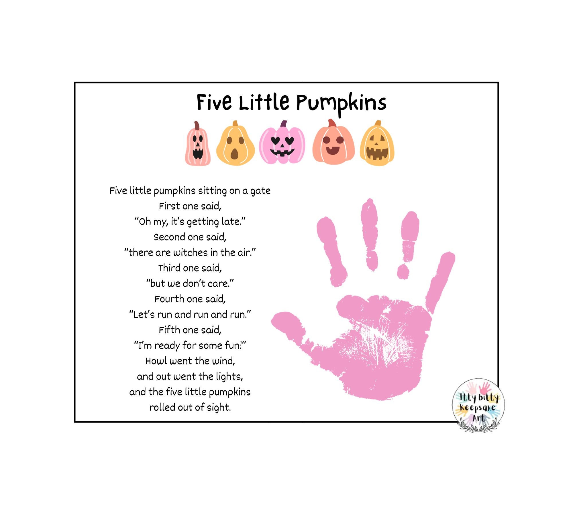 Five Little Pumpkins Handprint Template / DIY Fall Pumpkin Handprint ...