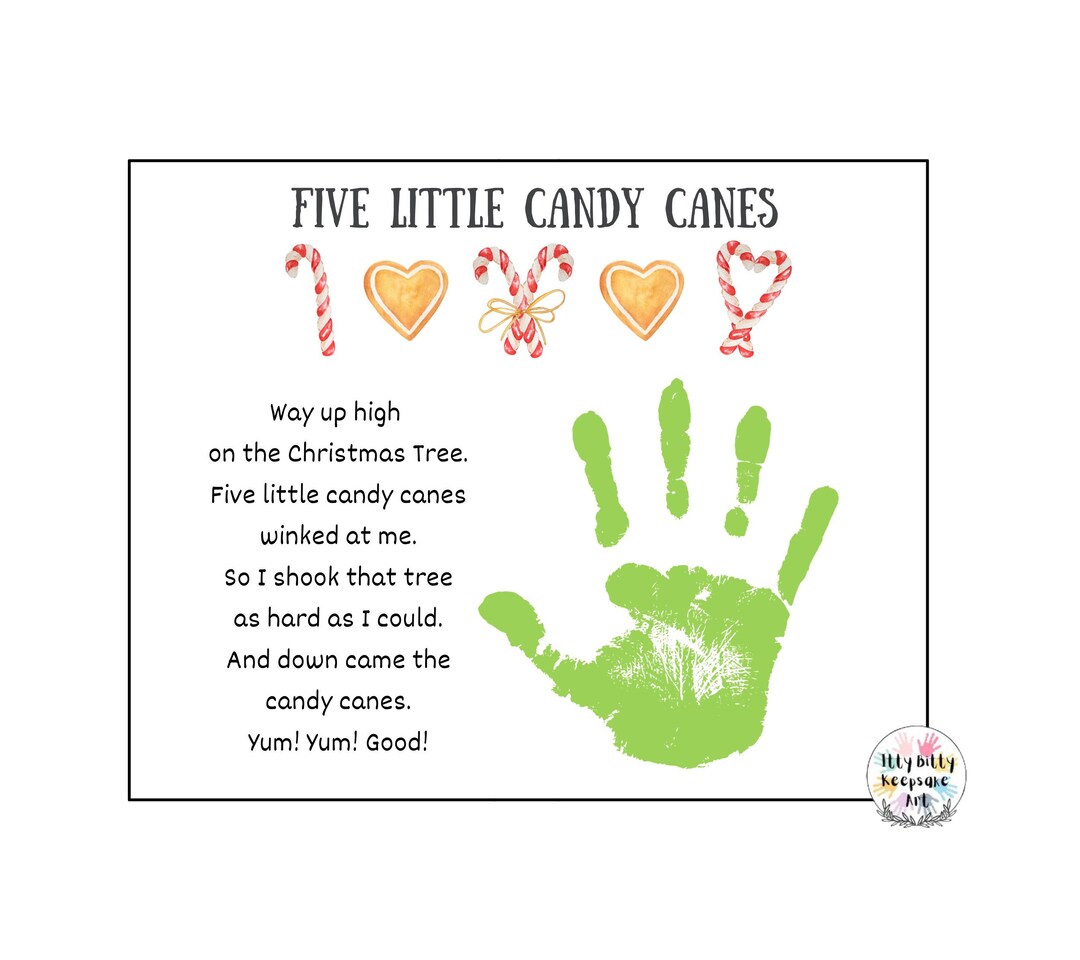 Candy Canes Handprint Art: DIY Christmas Keepsake / 5 Little Poem ...