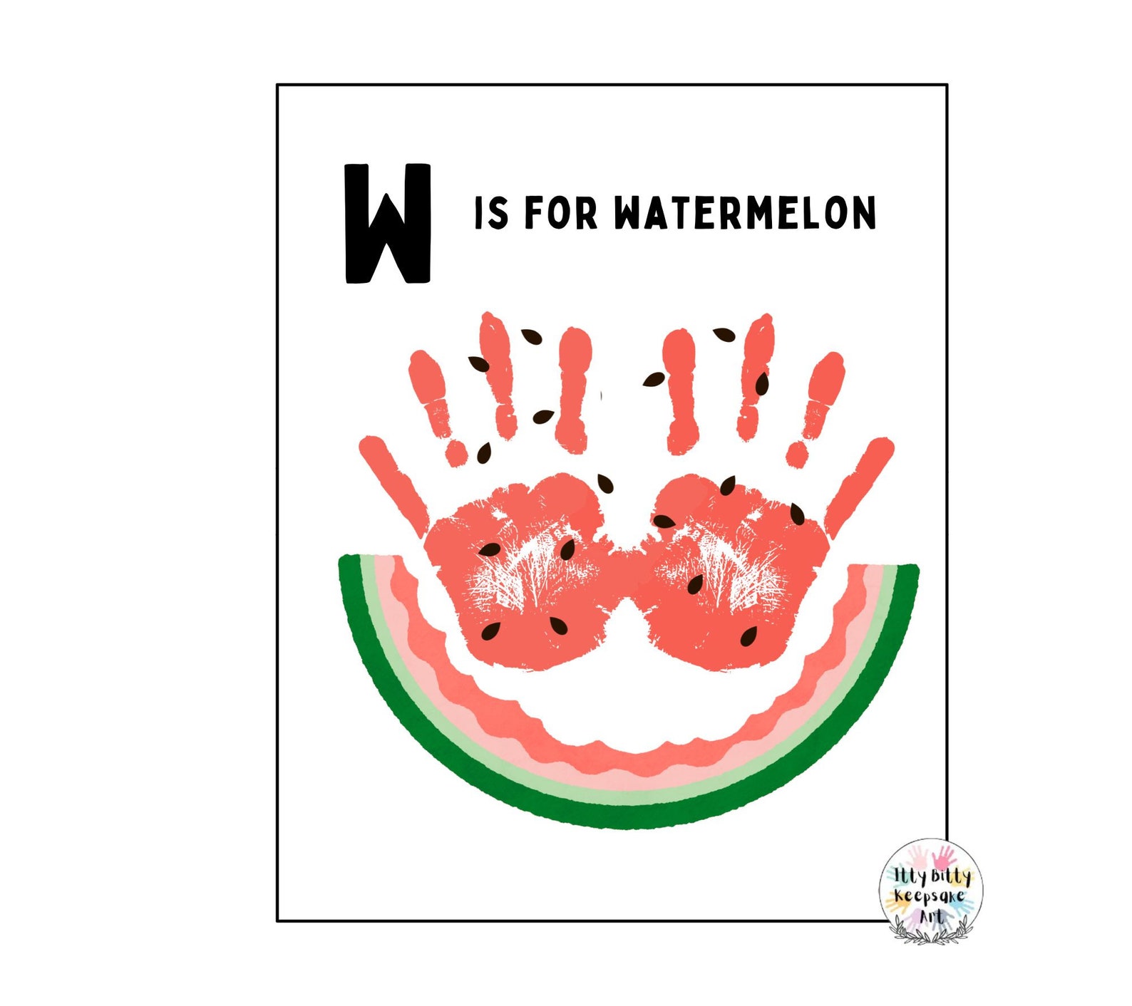 W is for Watermelon Handprint Template / Letter W / DIY Alphabet Craft ...