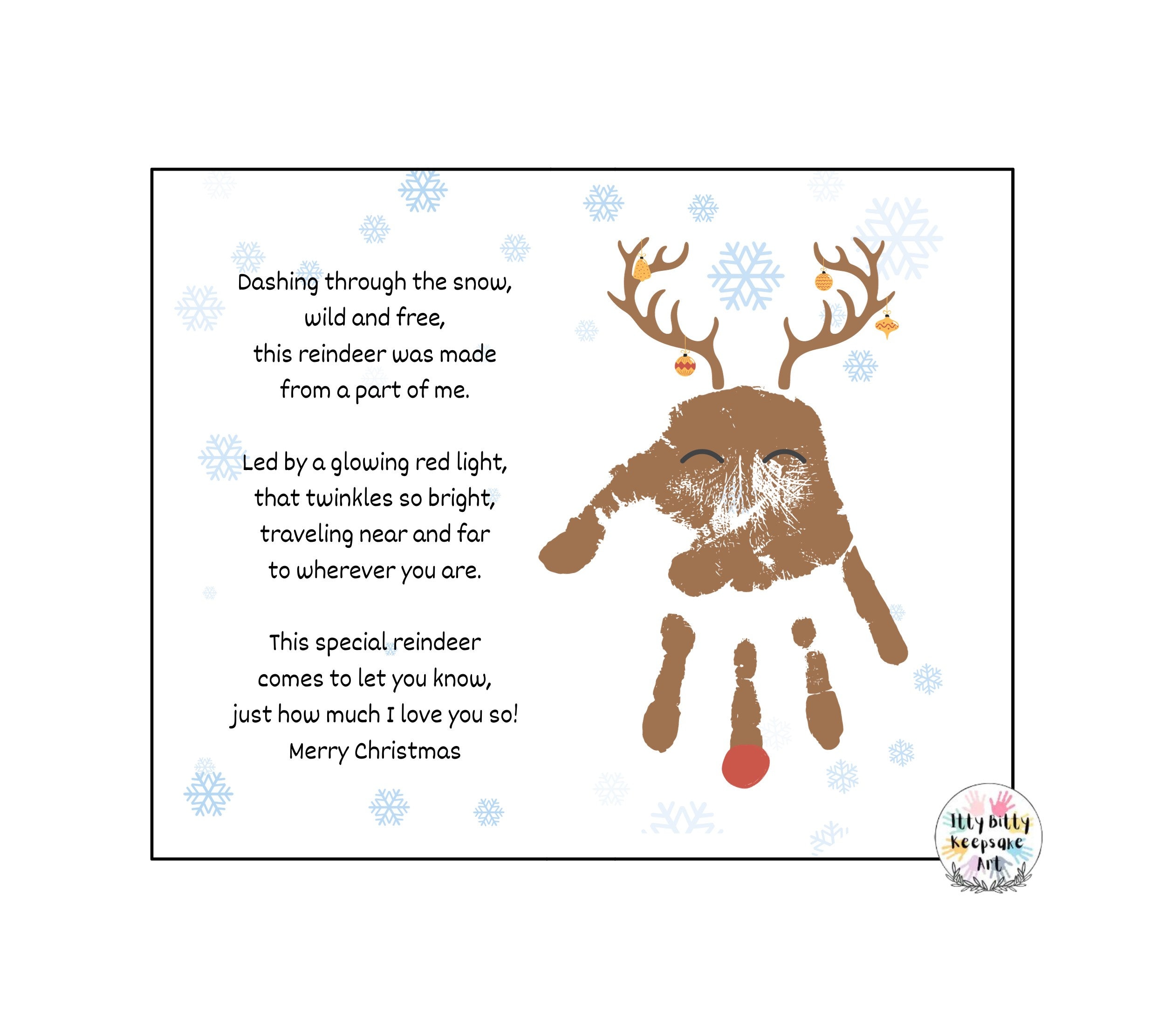 Christmas Reindeer Handprint Craft Template / Winter Crafts / Rudolph ...