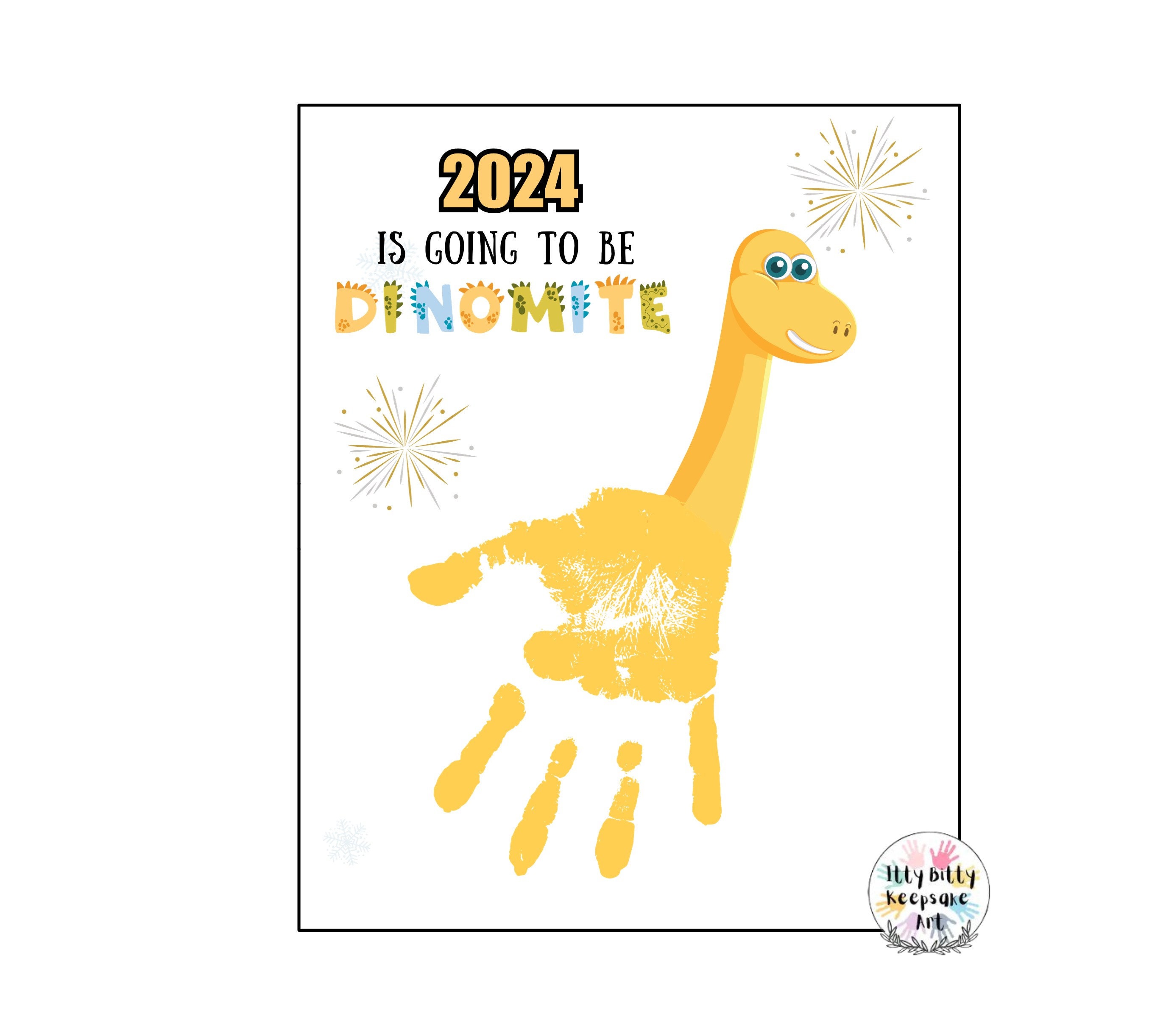 New Years Dinosaur Handprint Template / DIY Printable Winter Craft ...