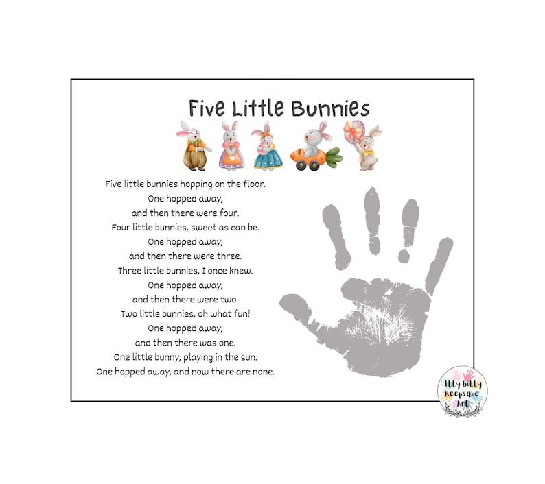 Five Little Bunnies Handprint Craft /spring Craft / Easter Craft ...