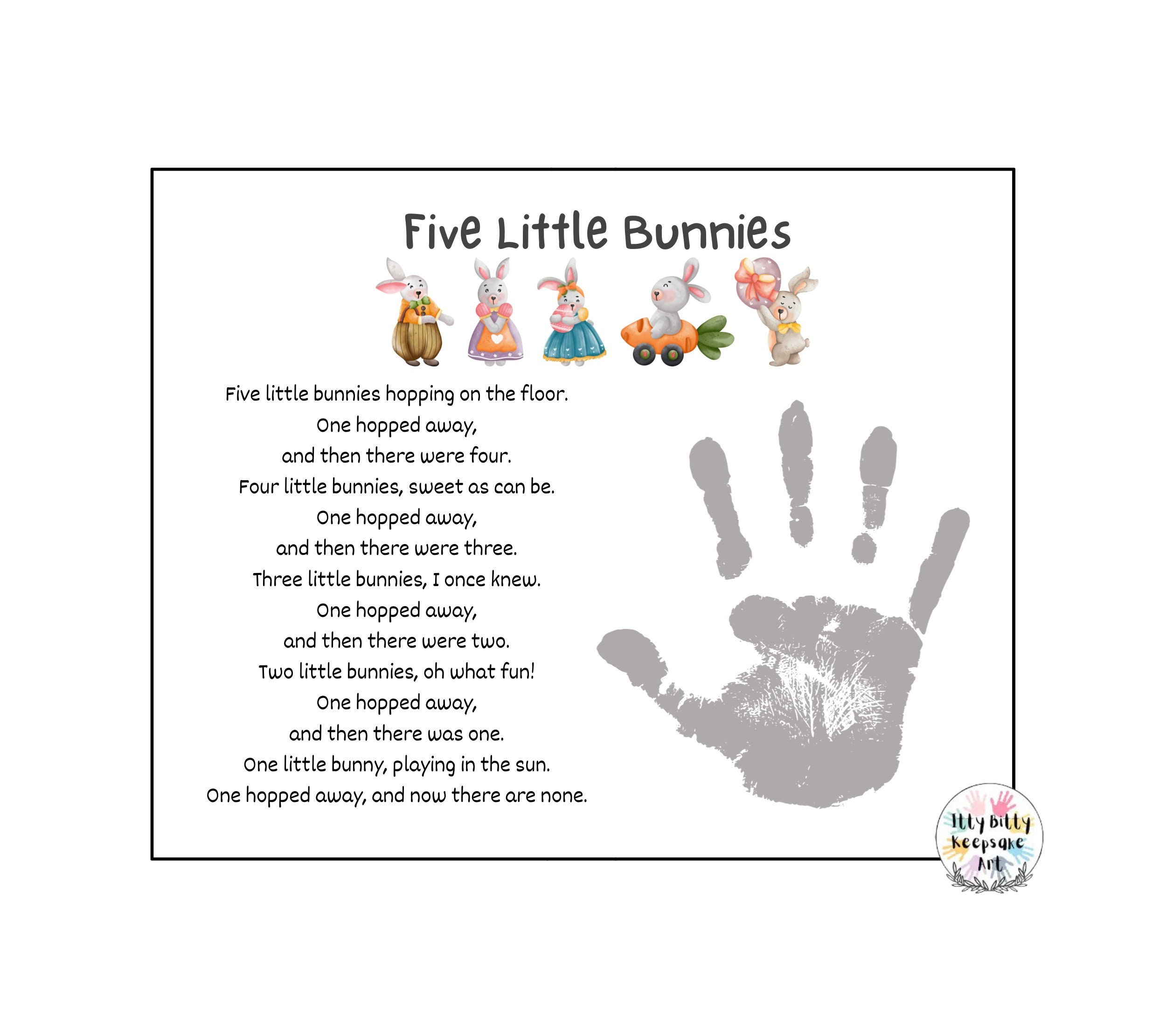 Five Little Bunnies Handprint Craft /spring Craft / Easter Craft ...