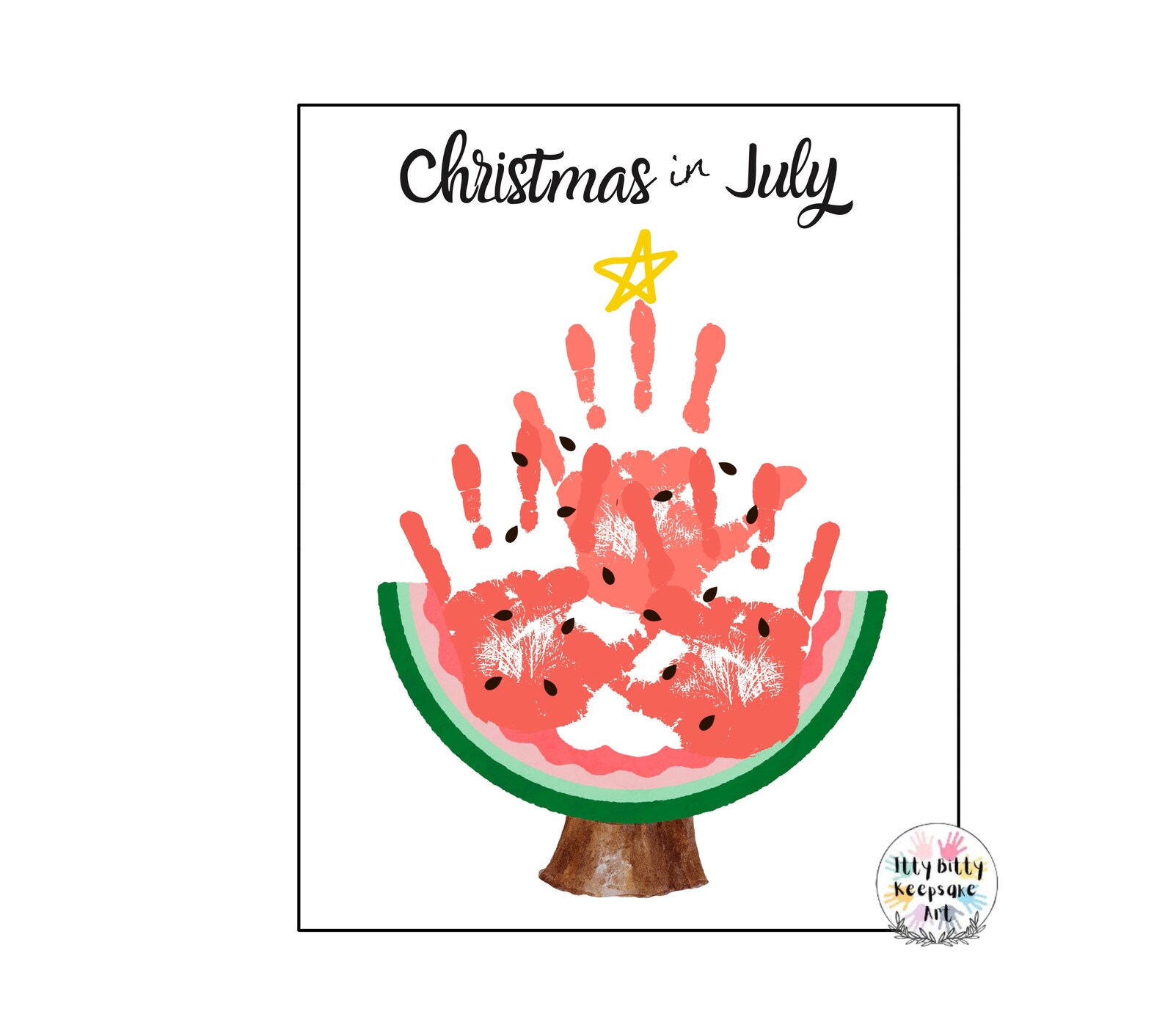 Christmas in July Handprint Watermelon Craft: Printable Template ...