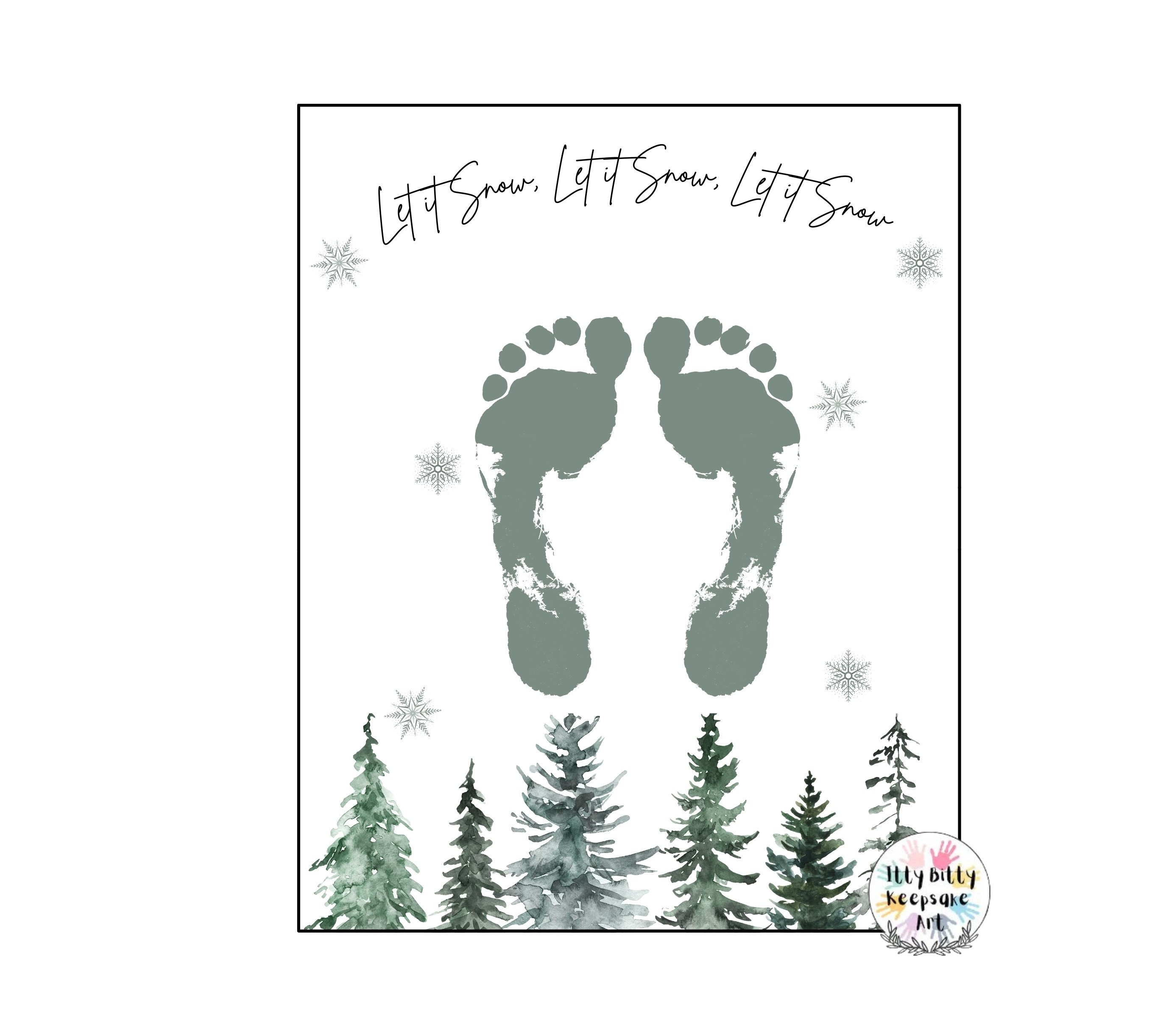 Let It Snow Footprint Template / Winter Footprint Art / DIY Printable ...