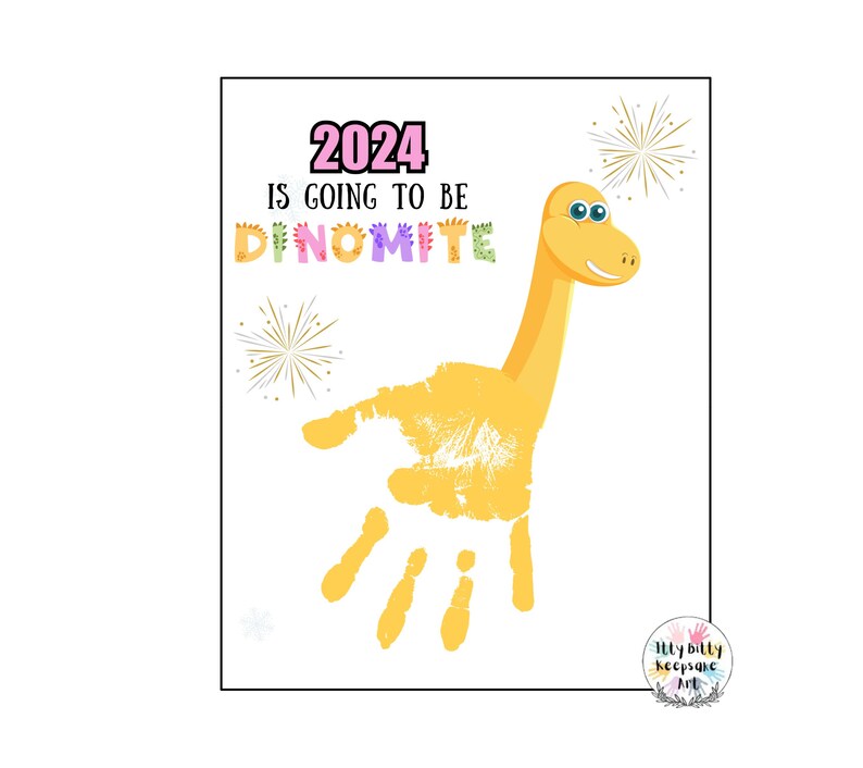 New Years Dinosaur Handprint Template / DIY Printable Winter Craft ...