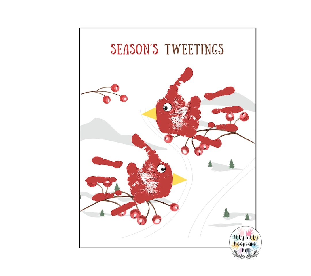 Season's Greetings Handprint Template / Winter Handprint Art / Toddler ...