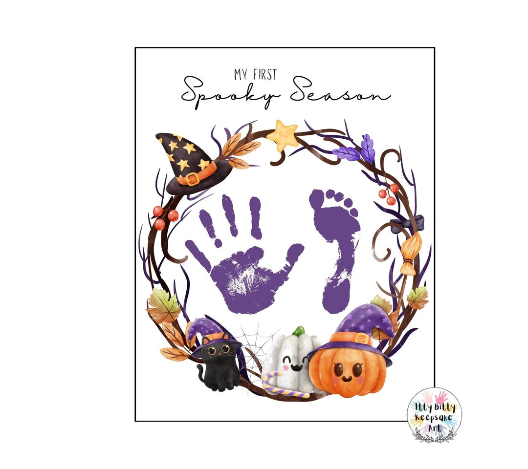 Halloween Wreath Handprint/ Footprint Template / Halloween Crafts ...