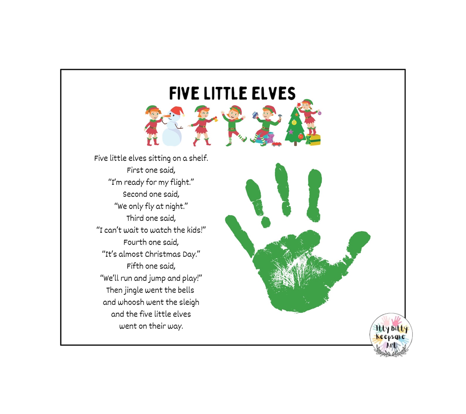 Five Little Elves Handprint Template / DIY Winter Elves Handprint Craft ...