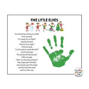 Five Little Elves Handprint Template / DIY Winter Elves Handprint Craft ...