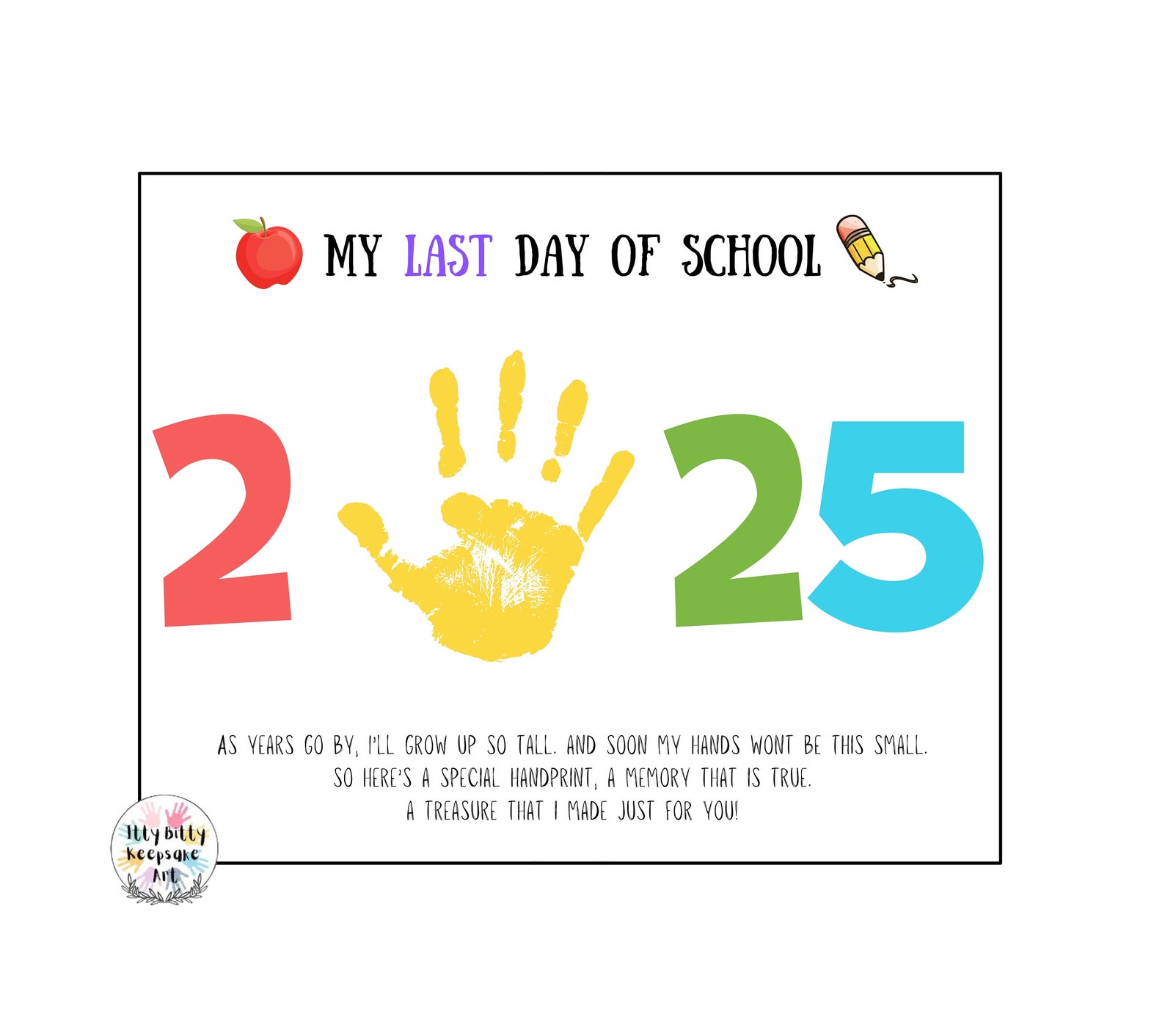 School Handprint Art Craft / First Day of School / Last Day of School ...