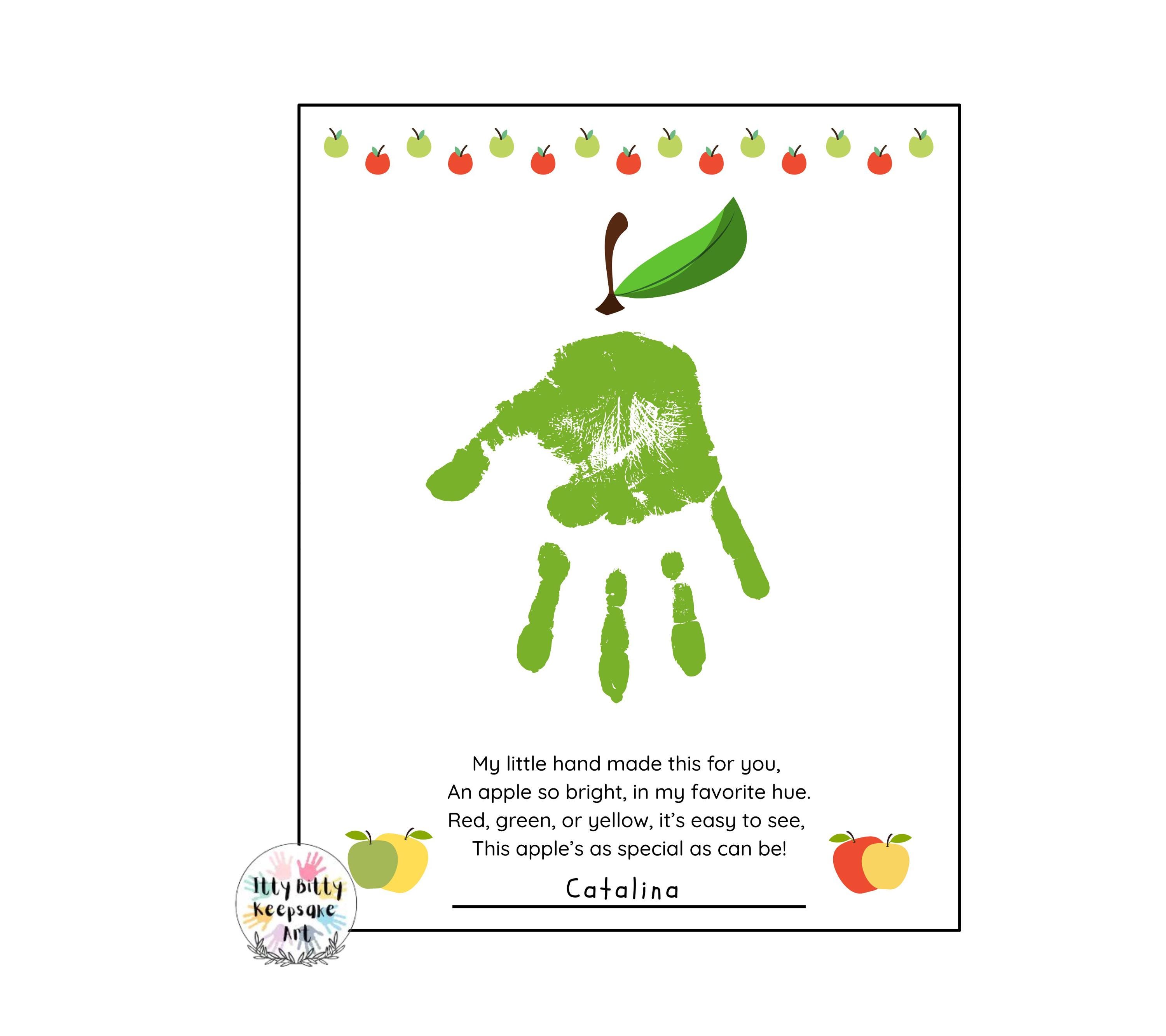 Apple Handprint Art Template: Toddler Fall Craft (PDF Download) - Etsy