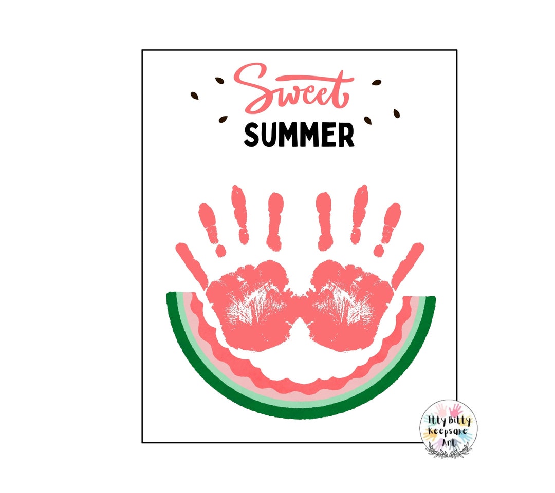 Summer Watermelon Handprint Art Template: Toddler Keepsake (digital ...