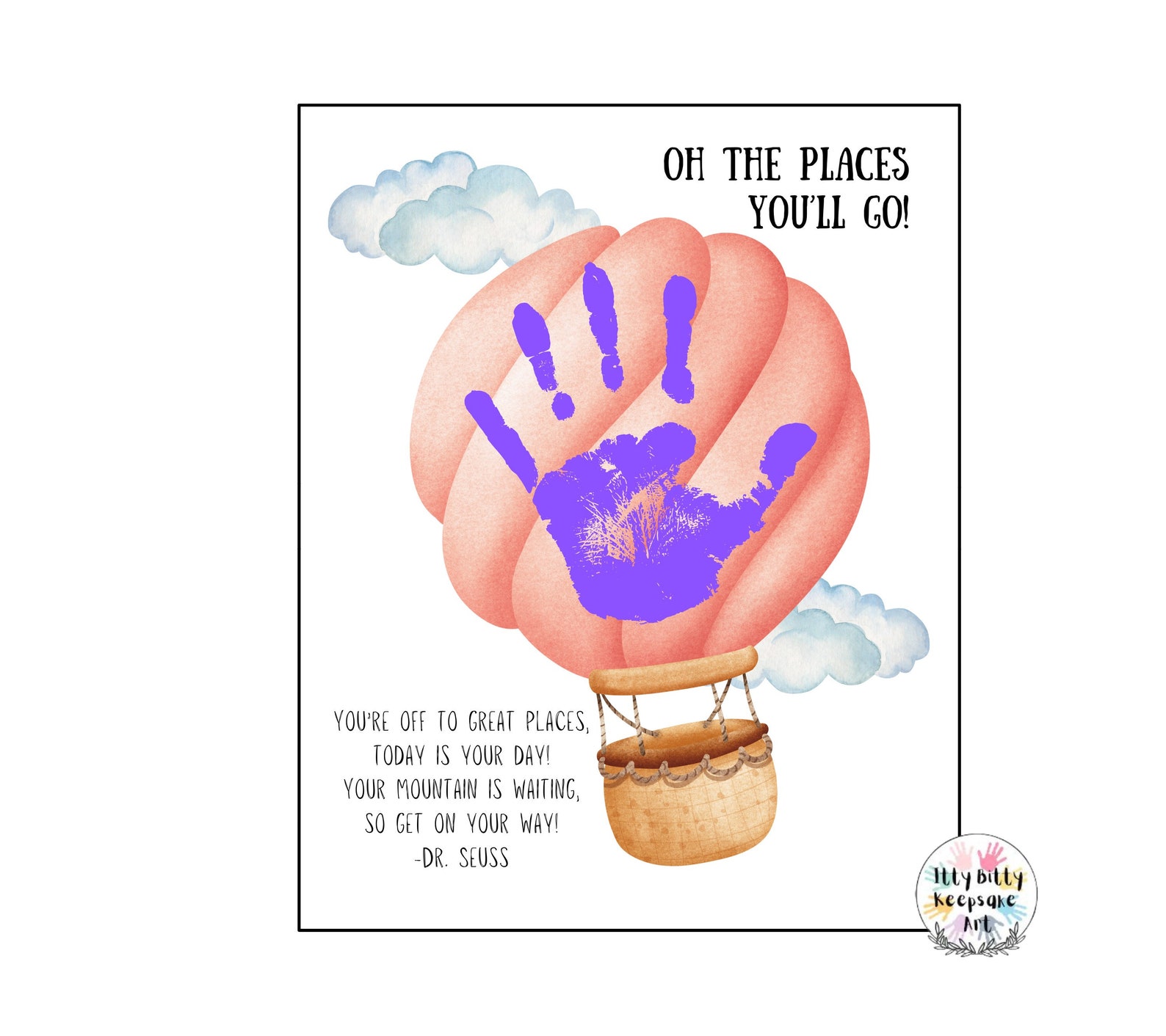 Dr. Seuss Handprint Art: 'oh the Places You'll Go' Keepsake (digital ...