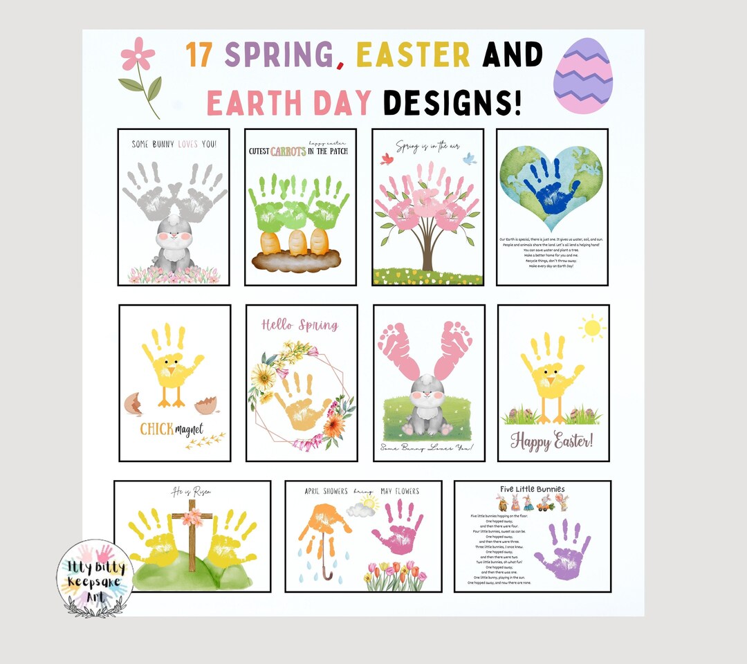 Spring Easter Handprint Art Bundle: Toddler Crafts (digital Download ...