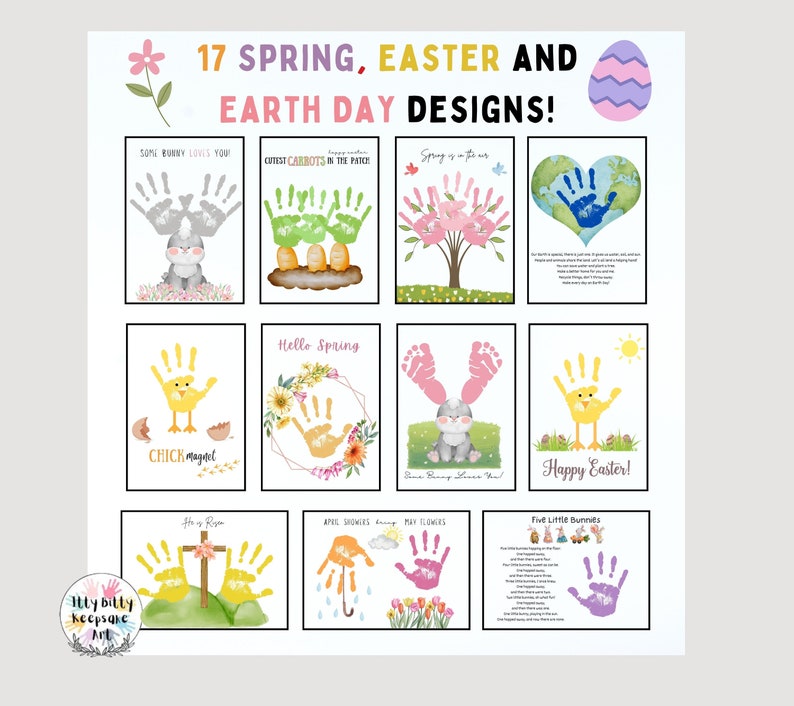 Spring Easter Handprint Art Bundle: Toddler Crafts (digital Download ...