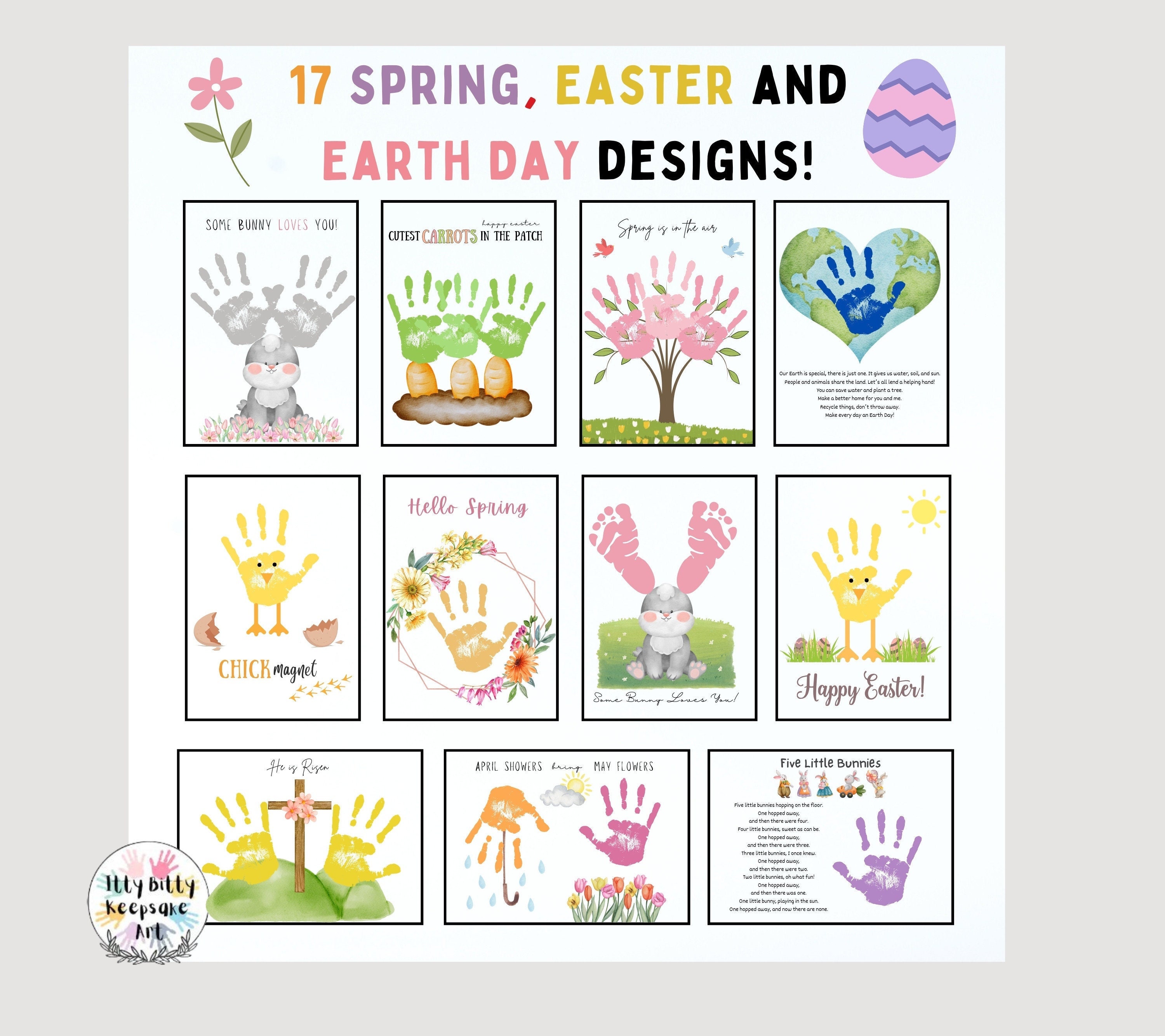 Spring Easter Handprint Art Bundle: Toddler Crafts (digital Download ...