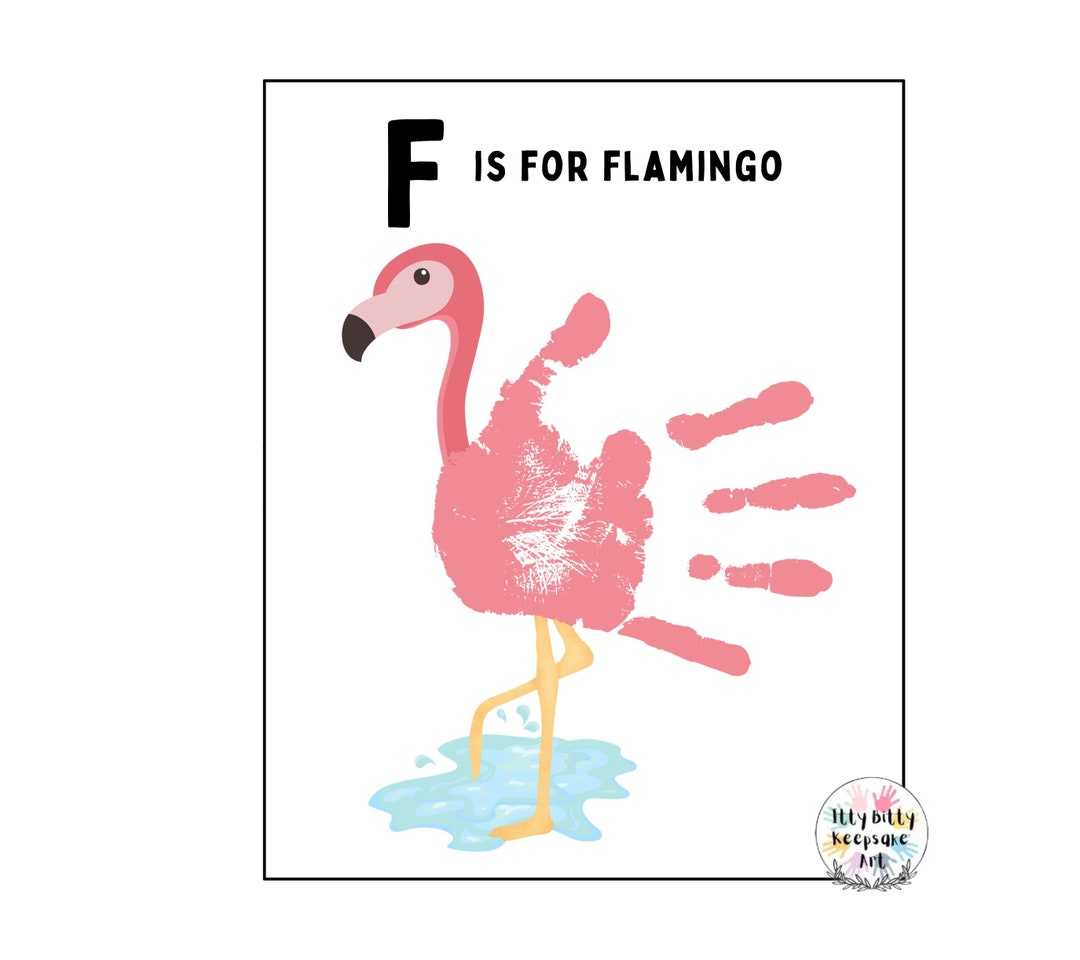 Flamingo Handprint Art Template: Letter F, DIY Craft (digital Download ...