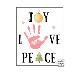 Joy Love Peace Handprint Art: Christmas Keepsake Template (digital ...