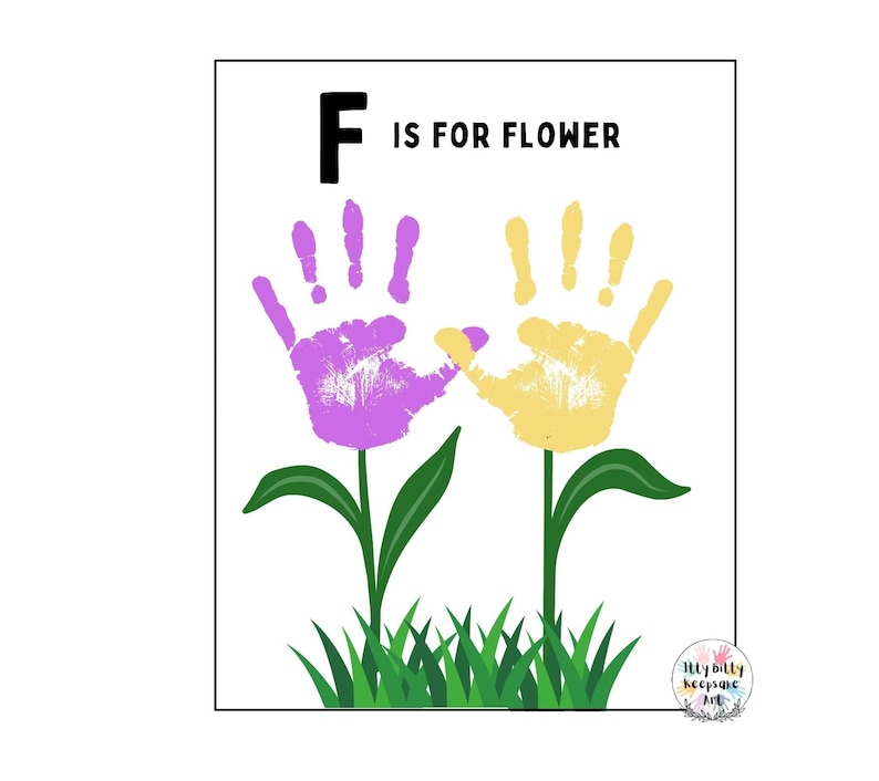 Letter F Flower Handprint Art Template: DIY Kids Craft (digital ...