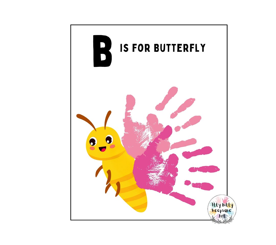 Letter B Butterfly Handprint Art Template: Preschool Craft (digital ...