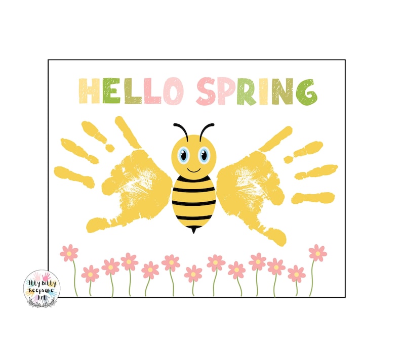 Spring Handprint Craft Printable Template / Bumble Bee Crafts / Teacher ...
