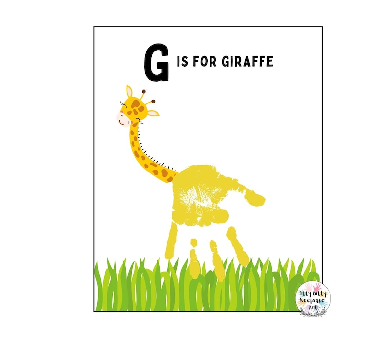 Giraffe Handprint Art Template: Letter G, DIY Craft (digital Download ...