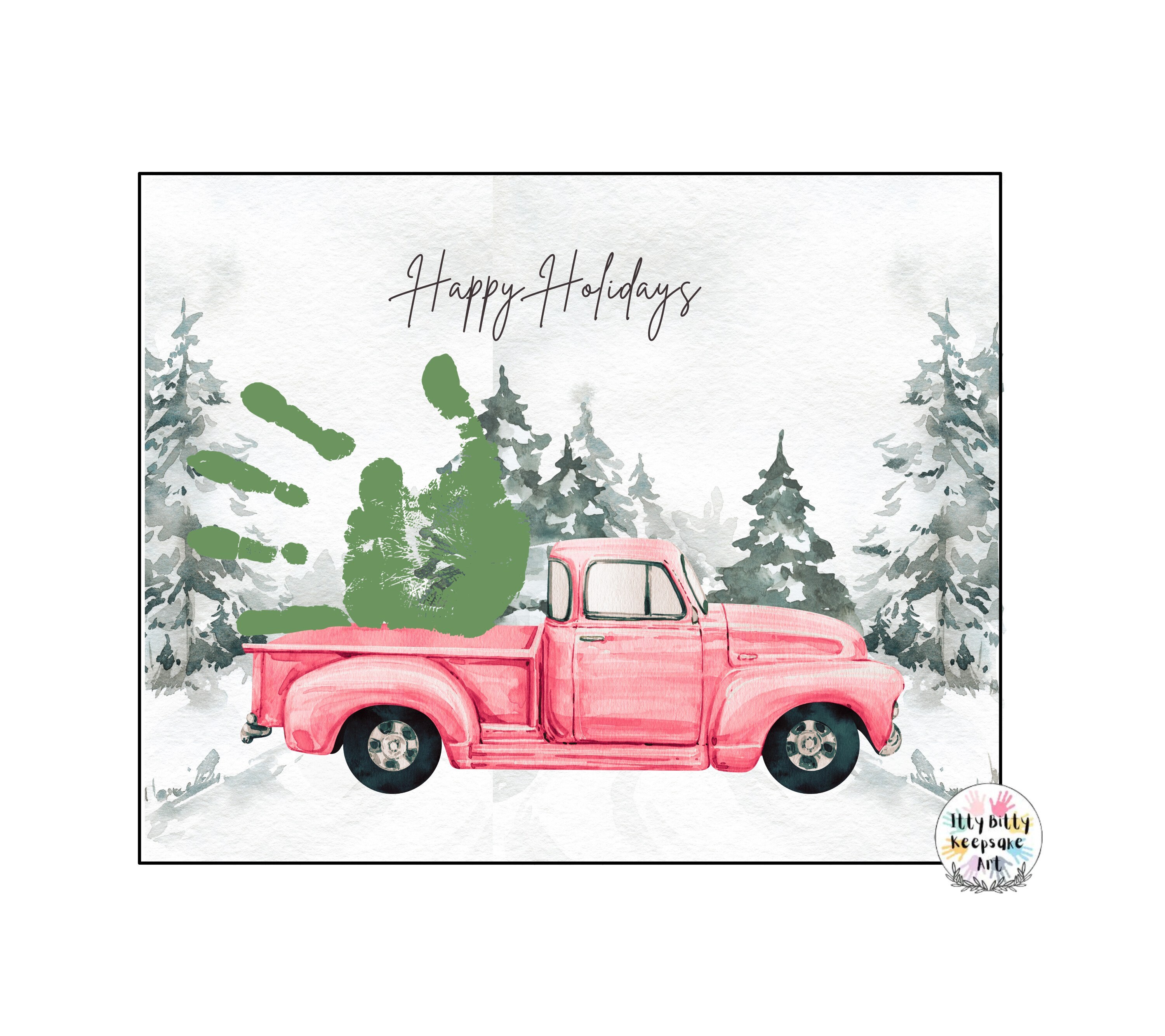 Happy Holidays Truck Handprint Template / Winter Kids Crafts ...