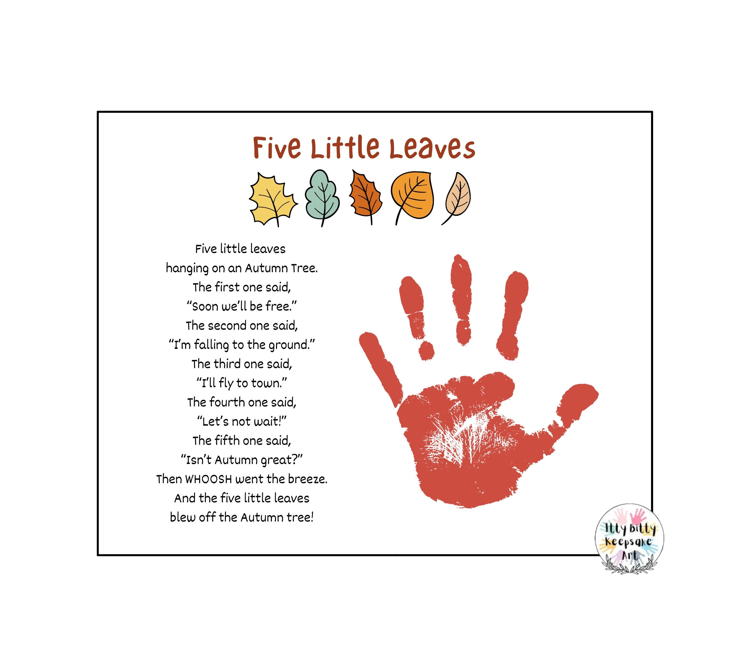 Five Little Leaves Handprint Template / Fall Leaf Handprint Craft ...
