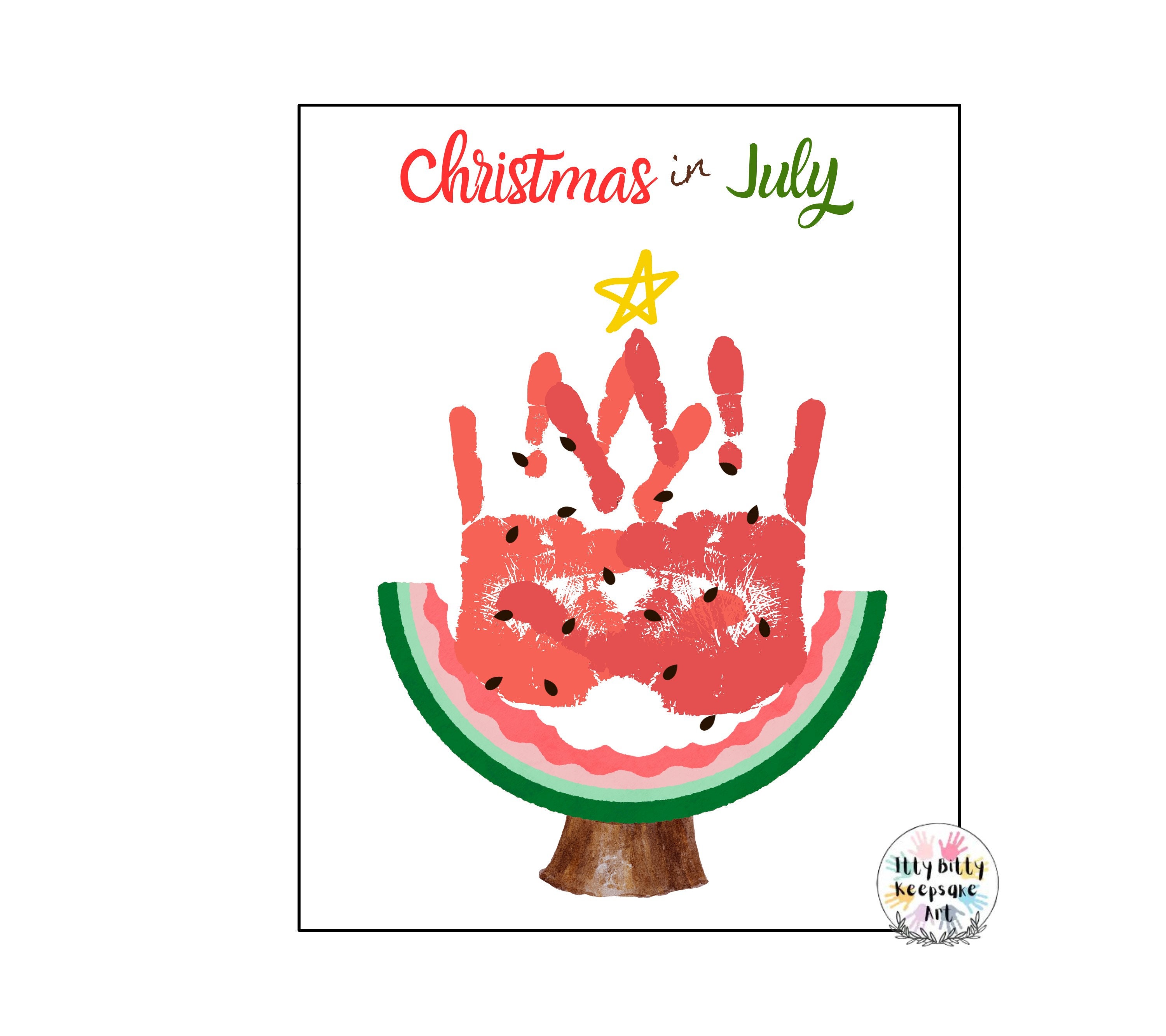 Christmas in July Handprint Watermelon Craft: Printable Template ...